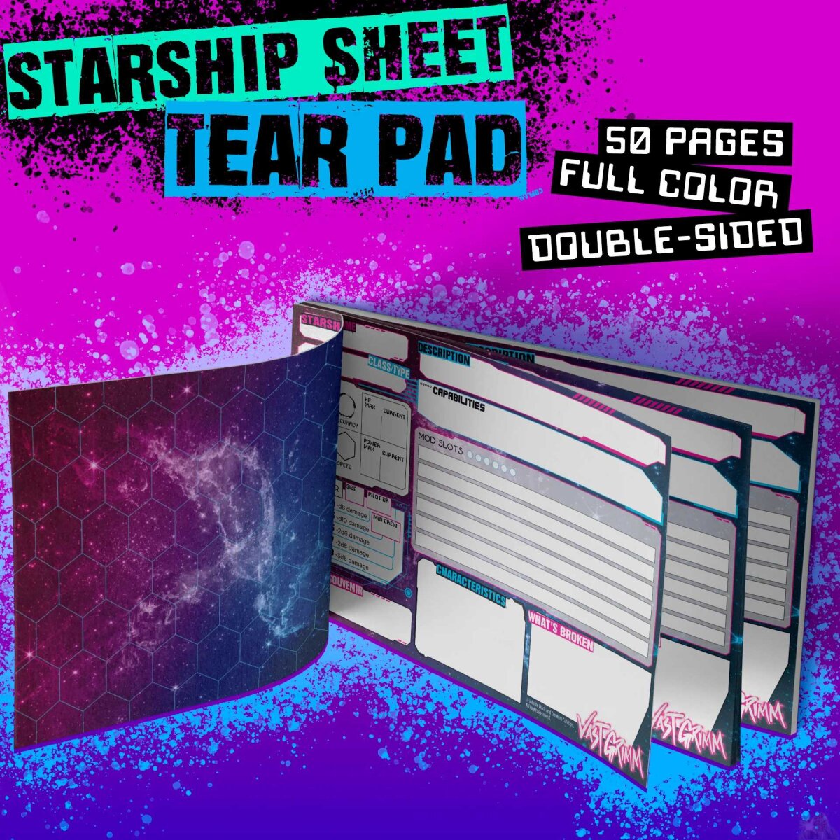 Vast Grimm RPG: Starship Sheet Tear Pad, 10,94